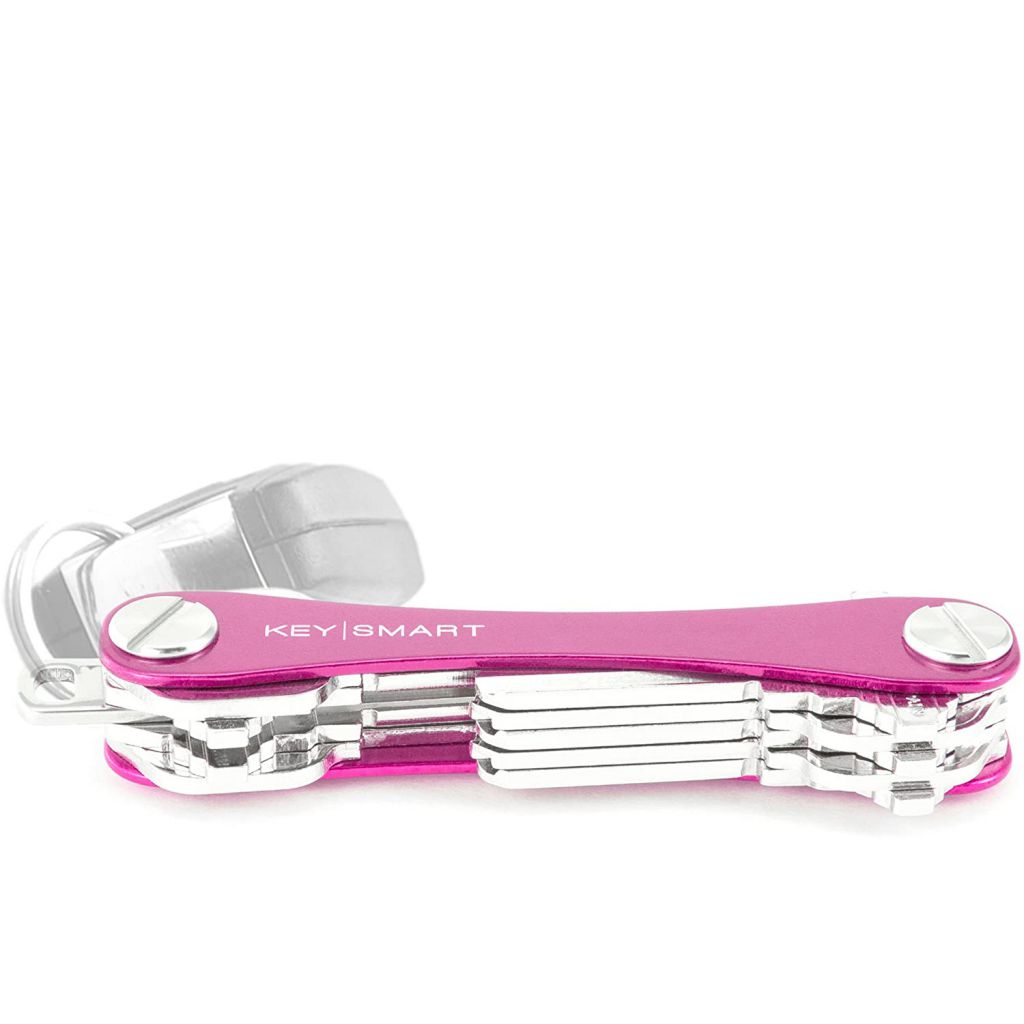KeySmart Aluminum Compact Key Organiser (2-8 Keys, Pink) | PocketDump.com