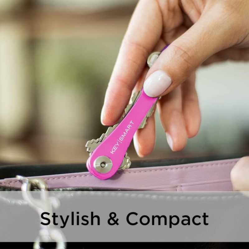 KeySmart Aluminum Compact Key Organiser (2-8 Keys, Pink) | PocketDump.com