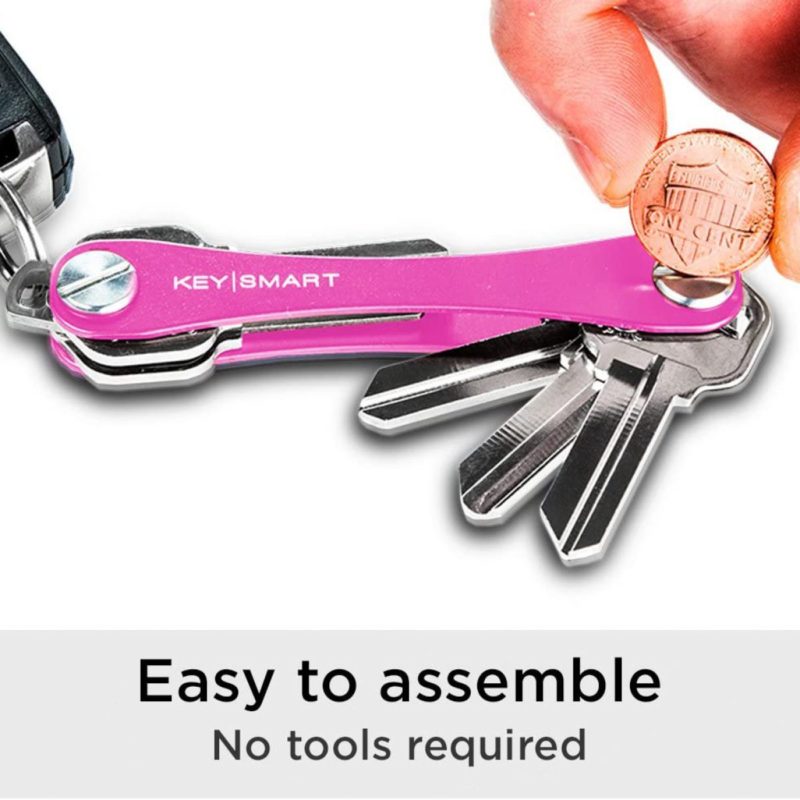 KeySmart Aluminum Compact Key Organiser (2-8 Keys, Pink) | PocketDump.com